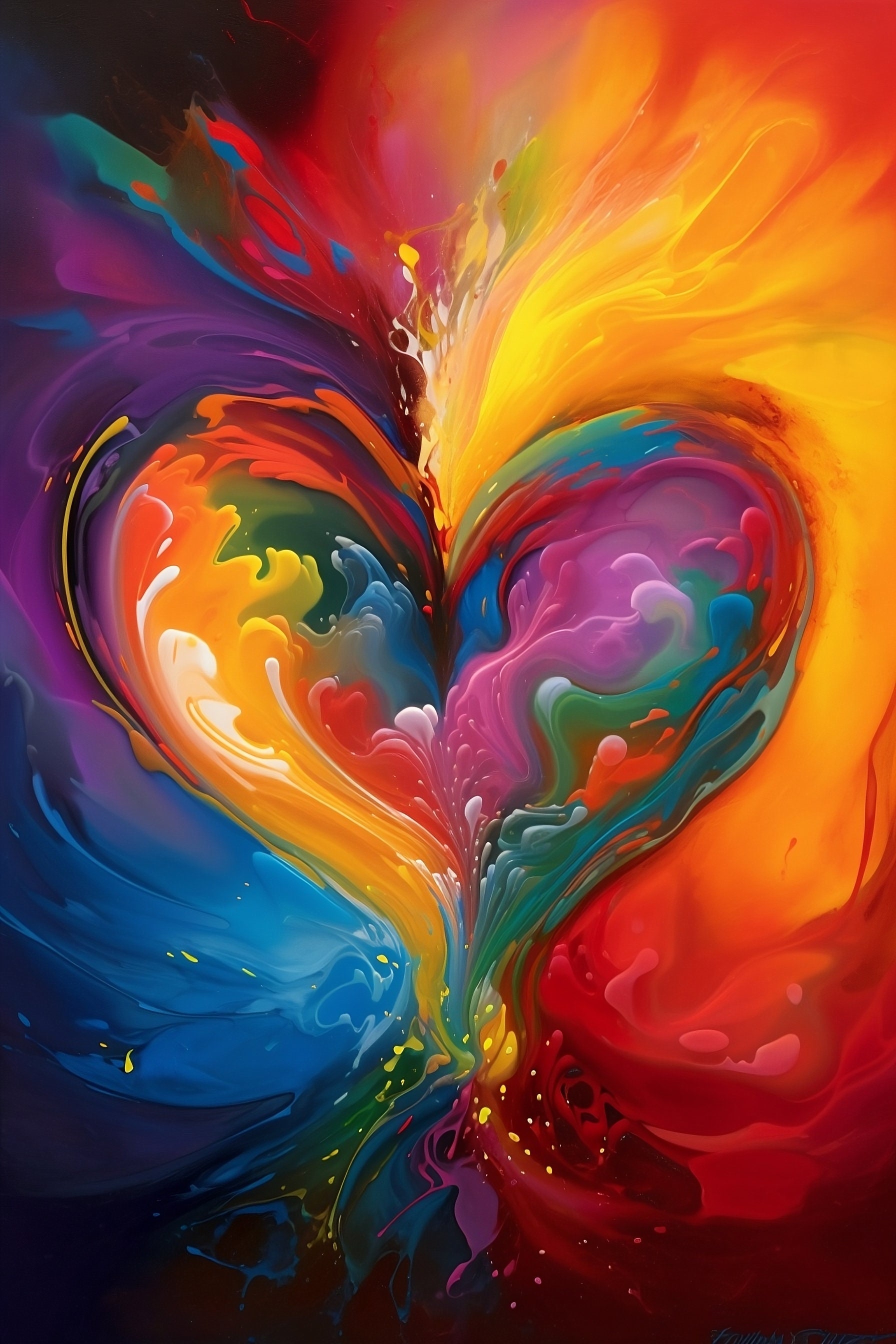 Rainbow Heart Art, Colorful Wall Art, Heart Print, Heart Artwork, Love ...