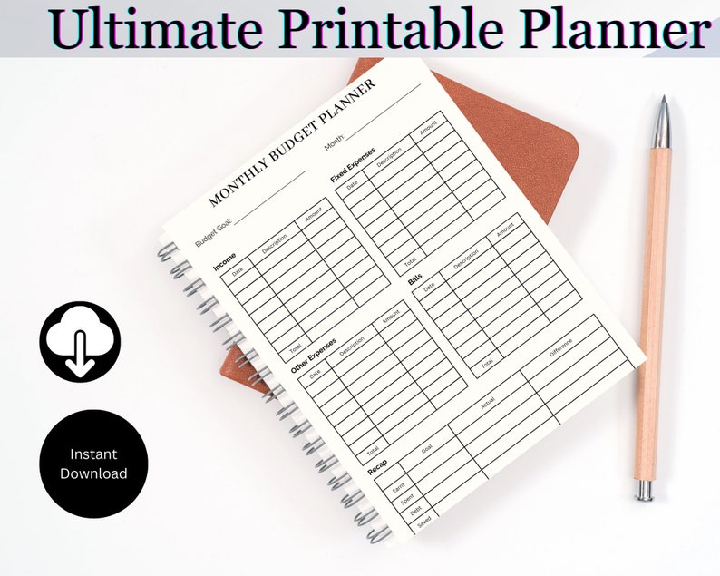 Clean Monthly Budget Planner Sheet, Printable Monthly Budget, Monthly ...