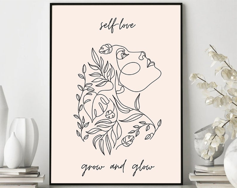 Woman Line Art Self Love Poster Digital Download Beauty Wall Art Nature ...