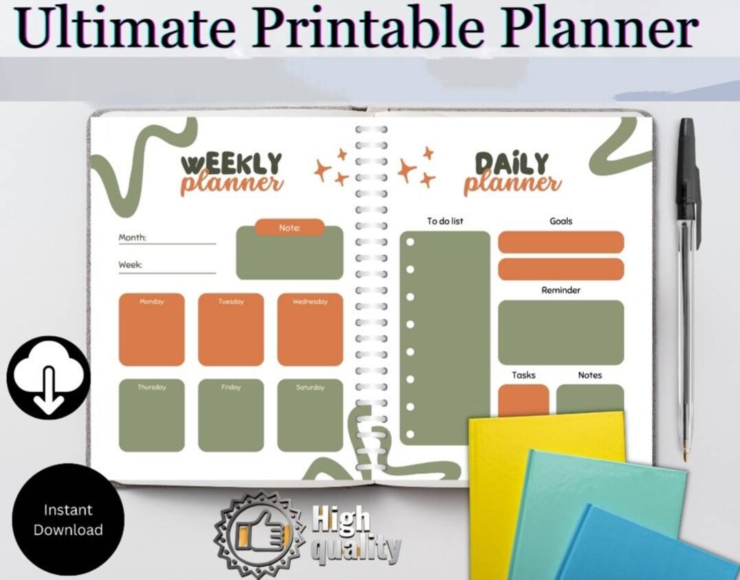 Weekly Planner Printable, Habit Tracker Template, Digital Planner for ...