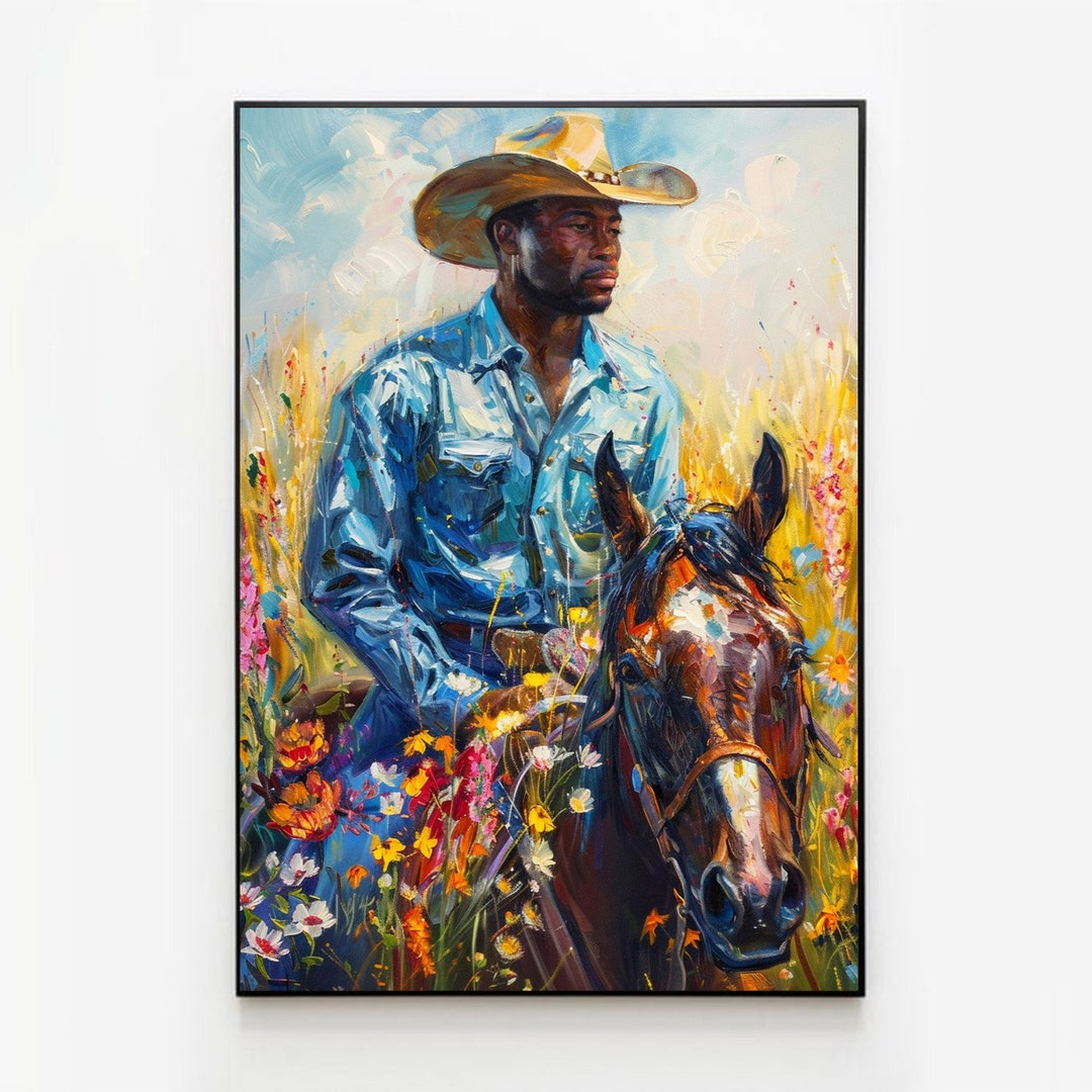 Black Cowboy Print, Western Fine Art, Horse Photography, African ...