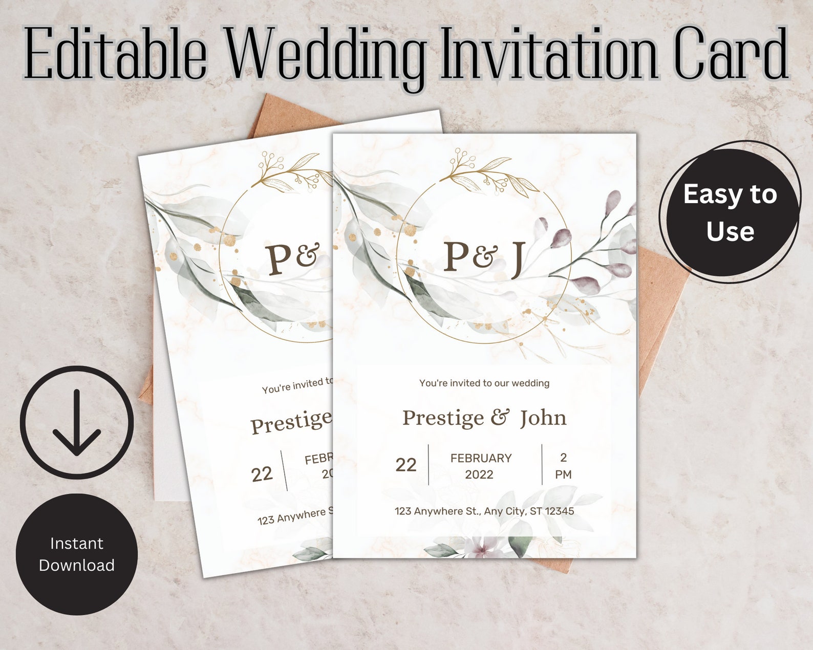 Editable Wedding Invitation Template, Printable Wedding Cart, Editable ...