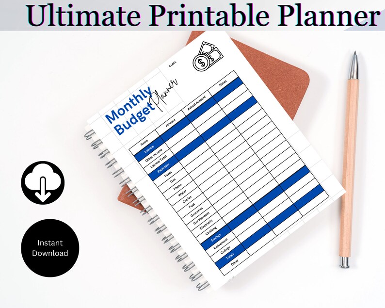 Editable Monthly Budget Planner, Simple Printables, Monthly Budget ...