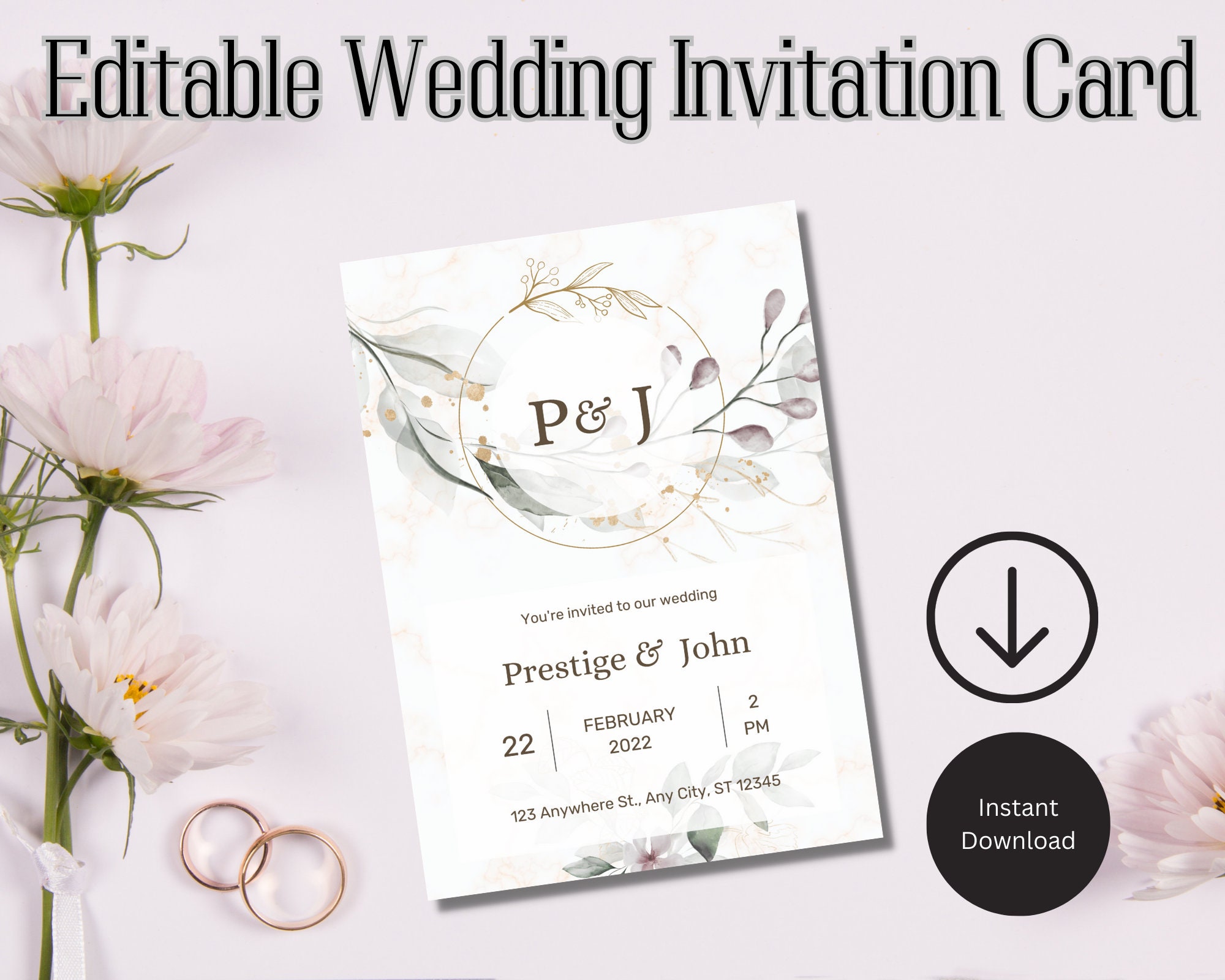 Editable Wedding Invitation Template, Printable Wedding Cart, Editable ...