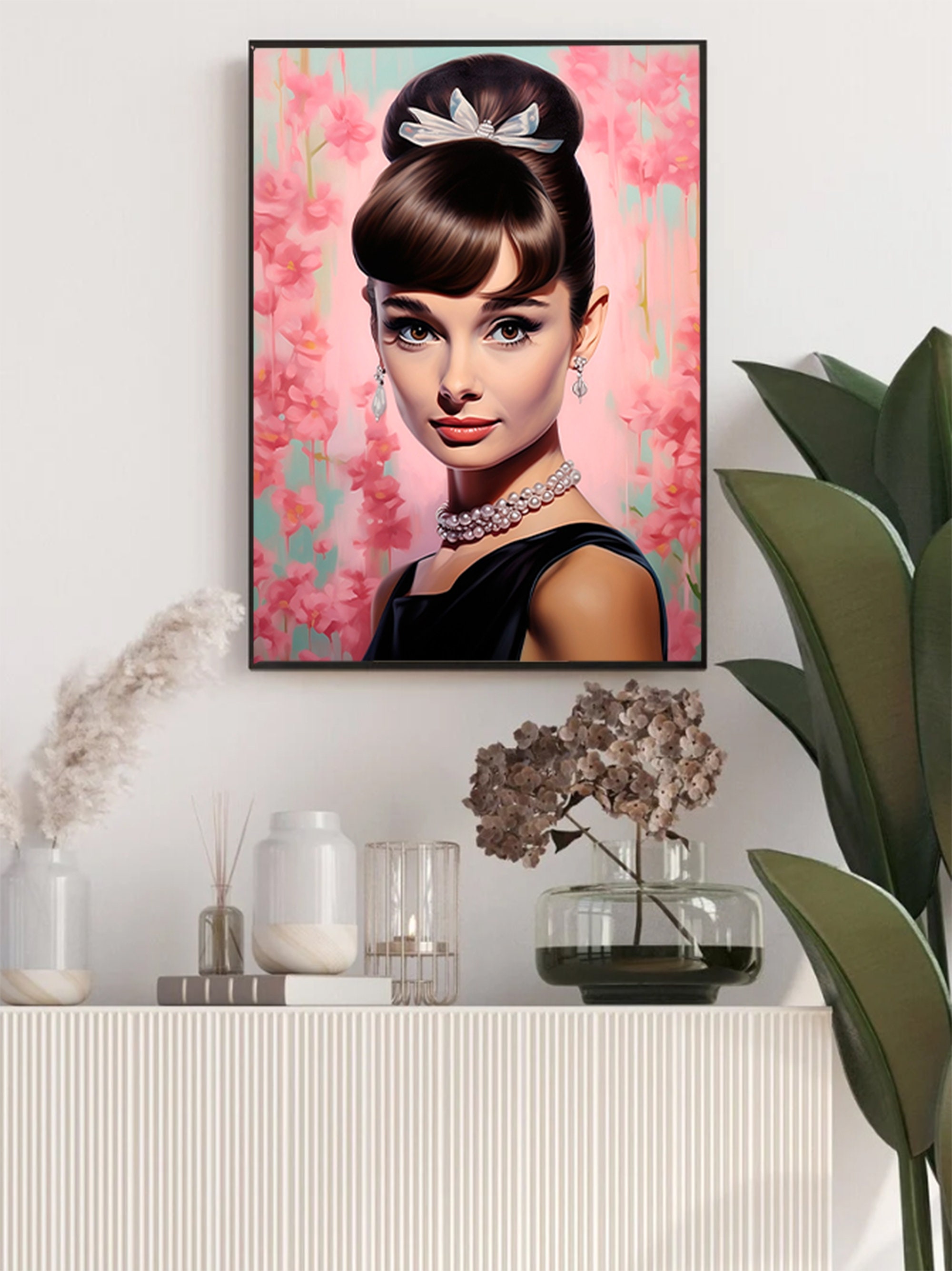 Audrey Hepburn Print Woman Poster Famous Canvas Art Trendy Printed ...