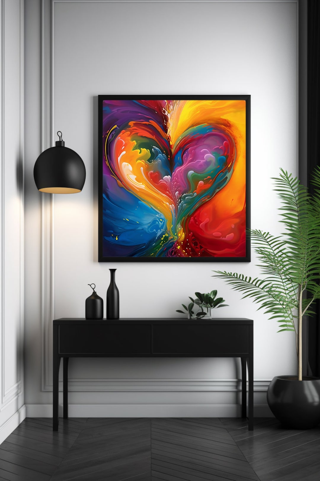 Rainbow Heart Art, Colorful Wall Art, Heart Print, Heart Artwork, Love ...