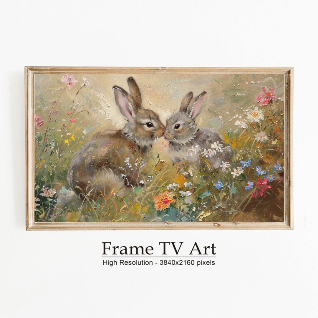 Kissing Rabbits in Field of Wildflowers | Cute Bunnies | Rustic Tv ...