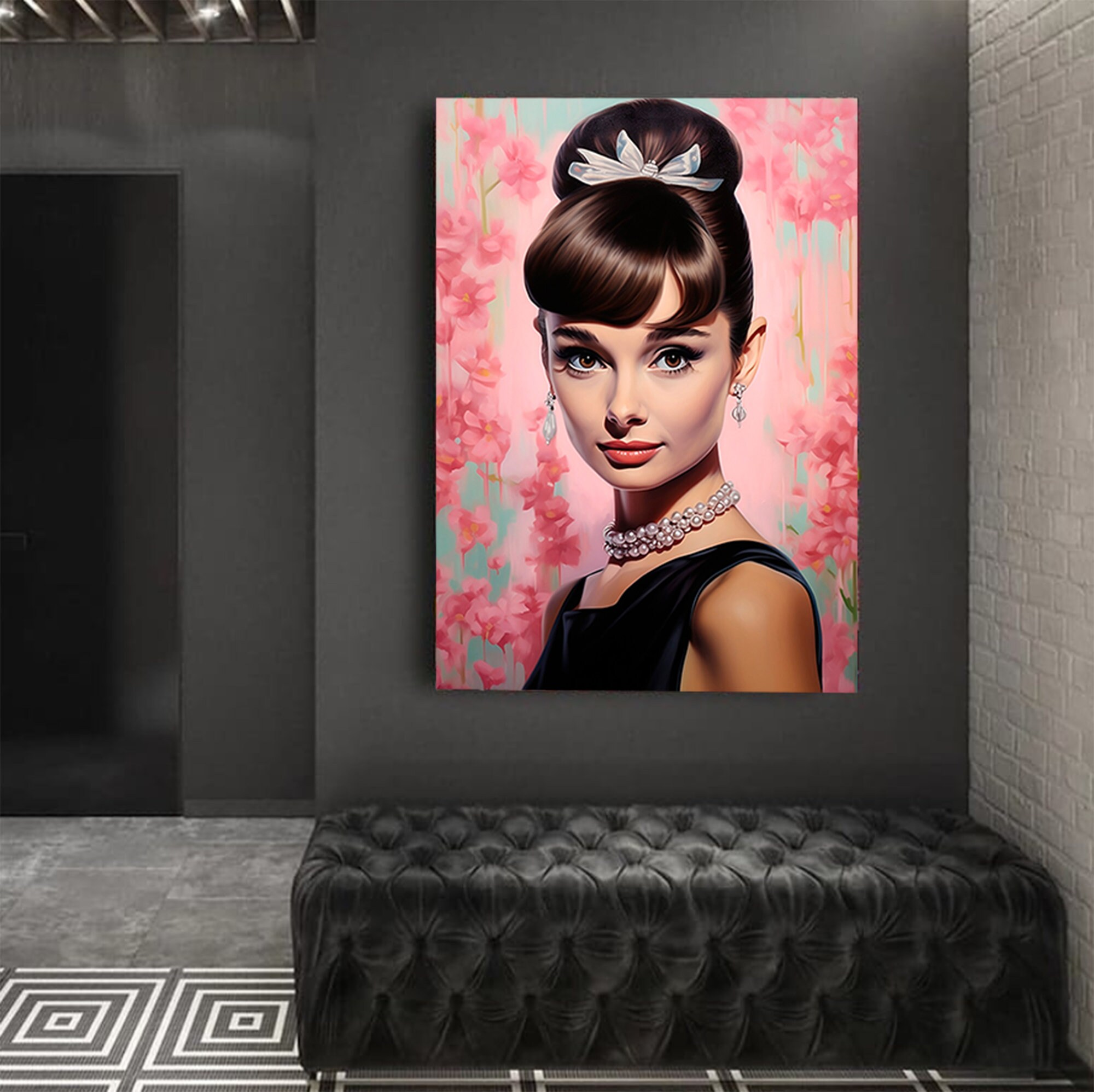 Audrey Hepburn Print Woman Poster Famous Canvas Art Trendy Printed ...
