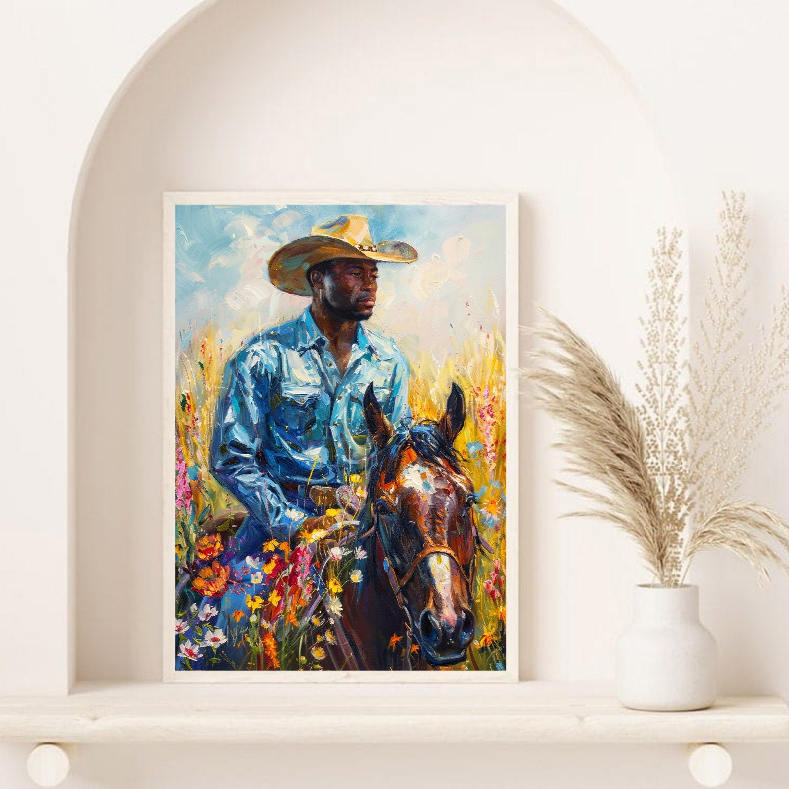 Black Cowboy Print, Western Fine Art, Horse Photography, African ...
