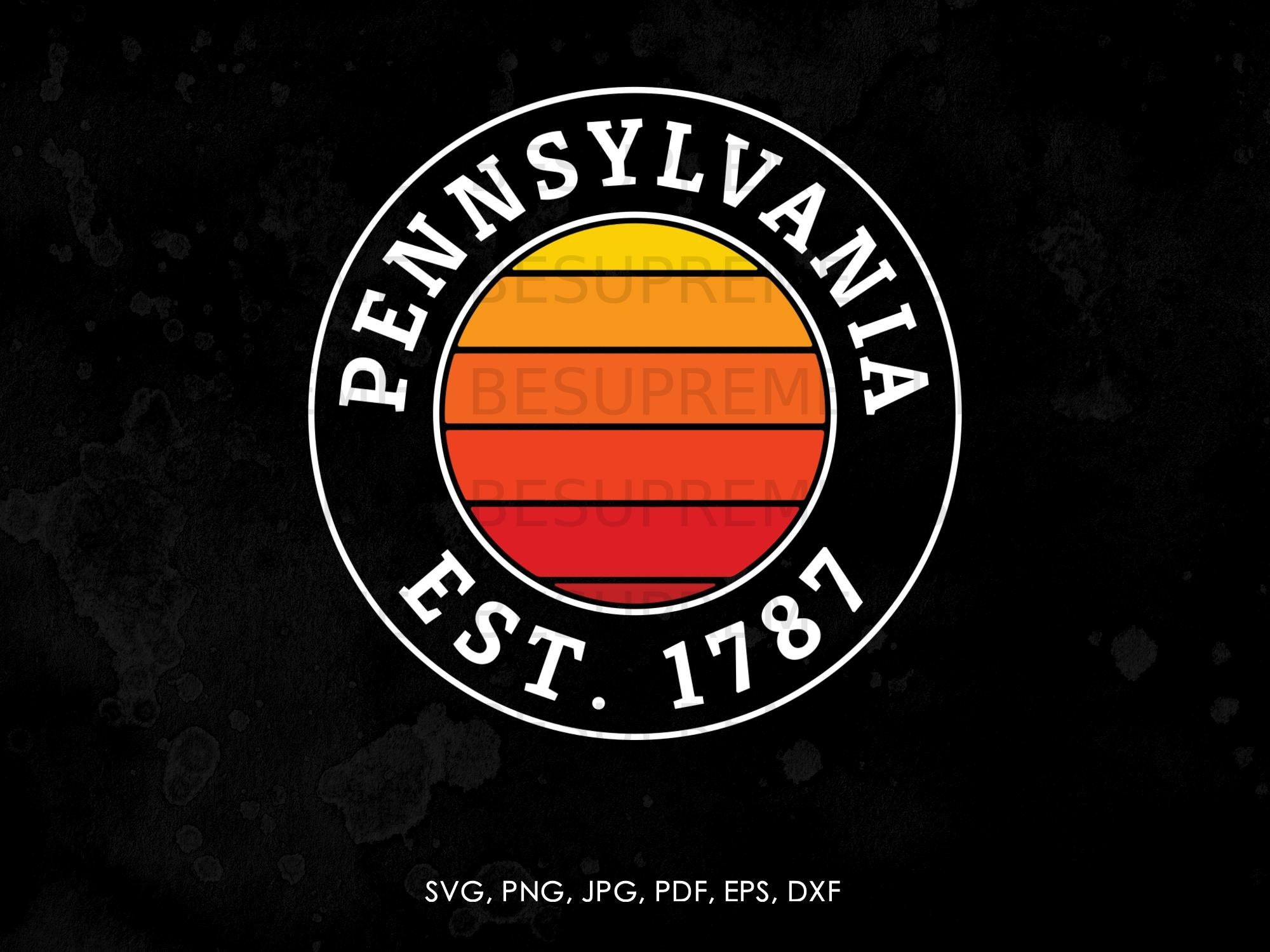 Pennsylvania Svg, Pennsylvania State Svg | Retro Sunset, United States ...