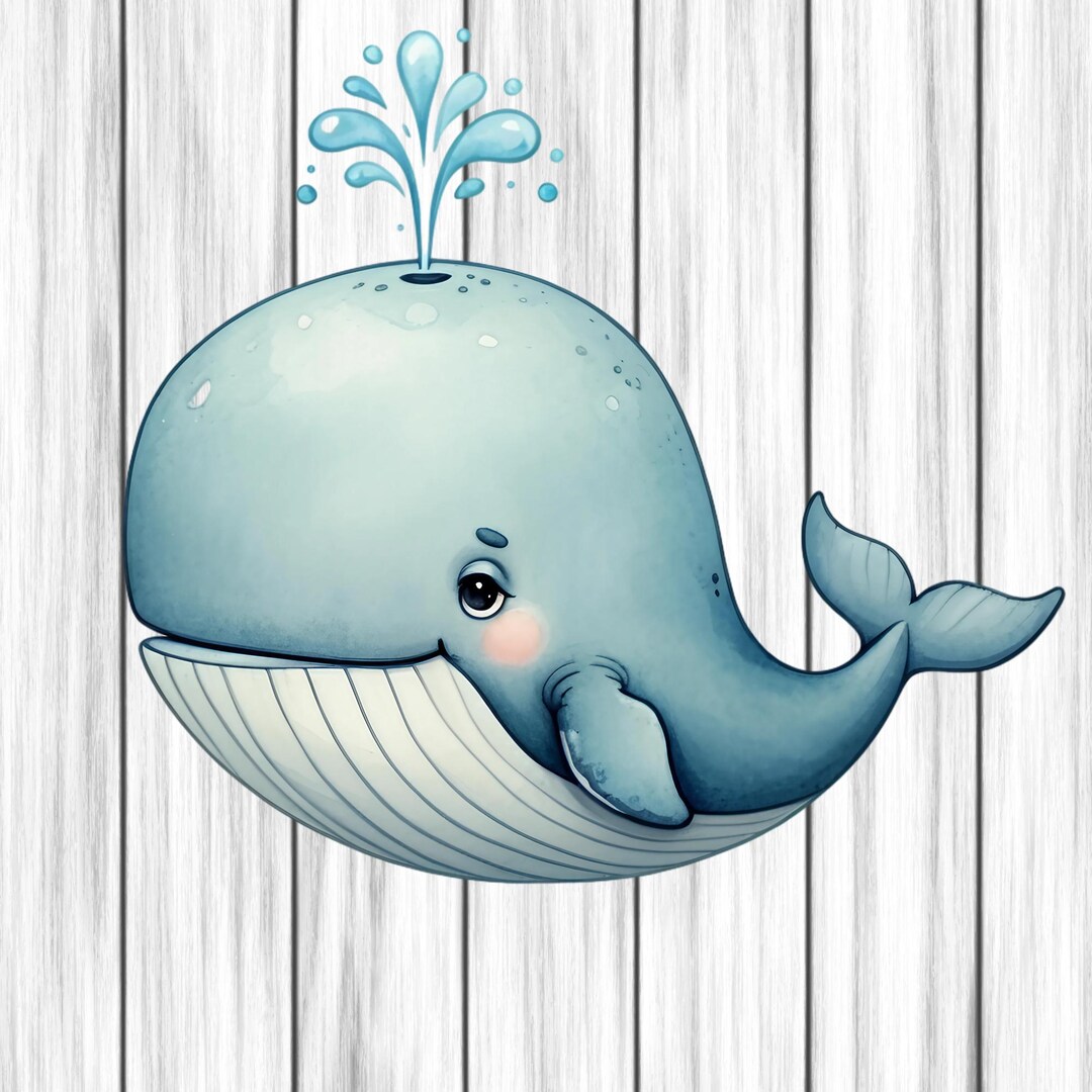 Whale Animal Clipart, Nursery Art, Animal Clipart, Cute Watercolor ...