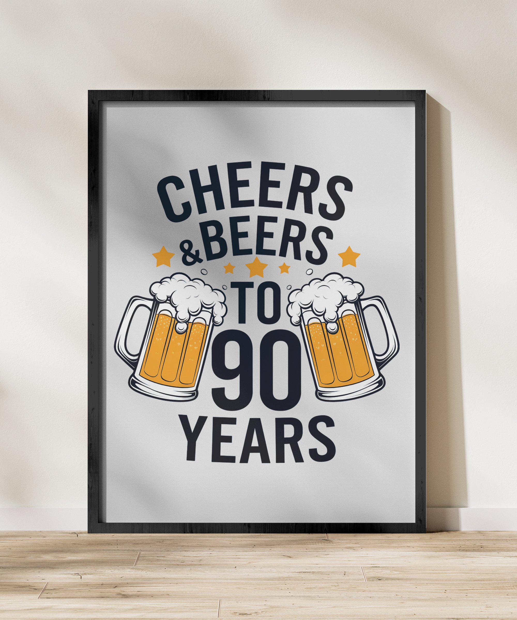 Cheers and Beers to 90 Years PNG Clipart Digital Download Birthday ...