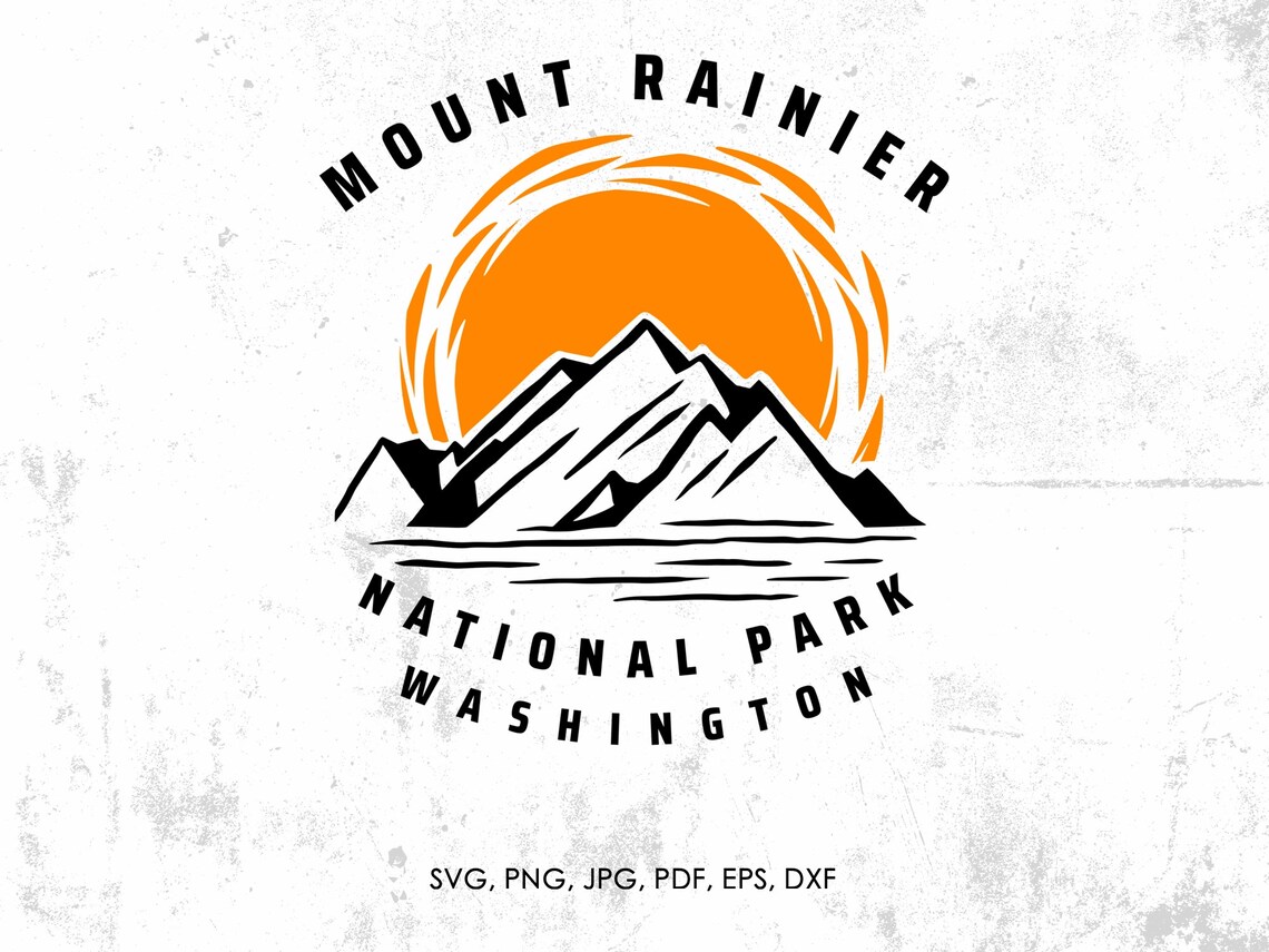 Mount Rainier National Park Svg, Mount Rainier Washington Svg, Png, Dxf ...