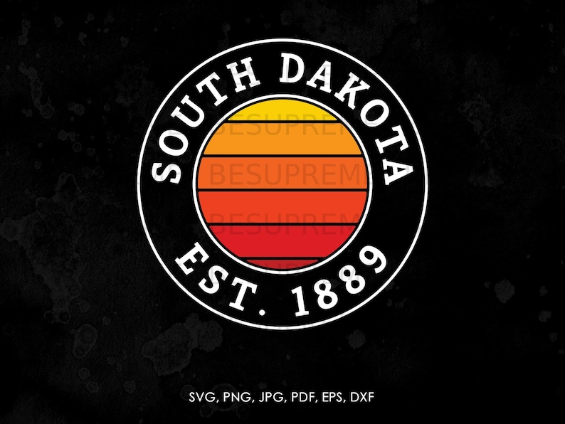 South Dakota Svg, South Dakota State Svg | Retro Sunset, United States ...