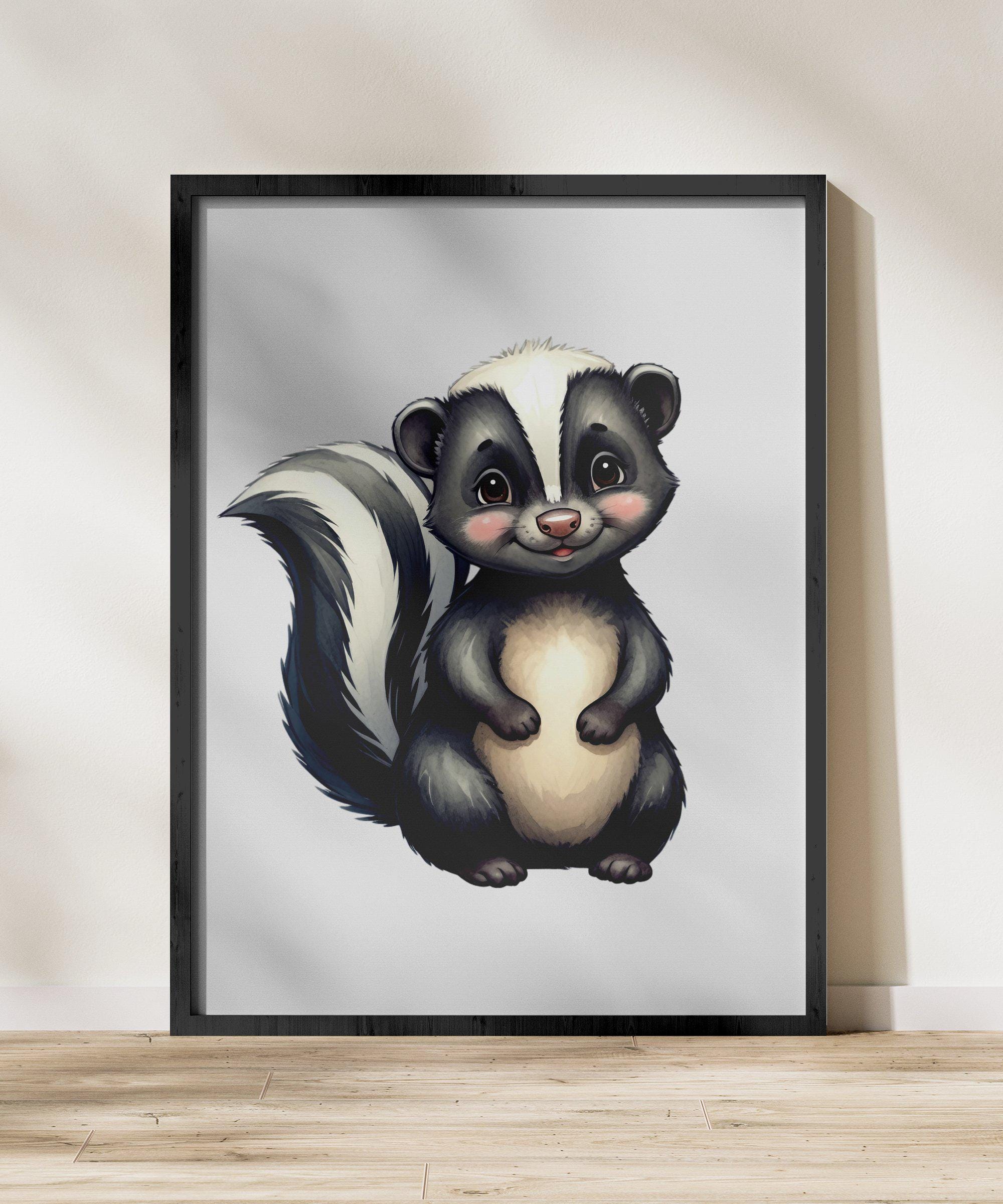 Skunk Animal Clipart, Nursery Art, Animal Clipart, Cute Watercolor ...
