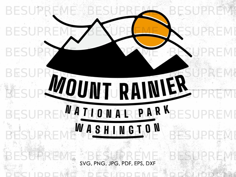 Mount Rainier National Park Svg, Mount Rainier Washington Svg, Png, Jpg ...