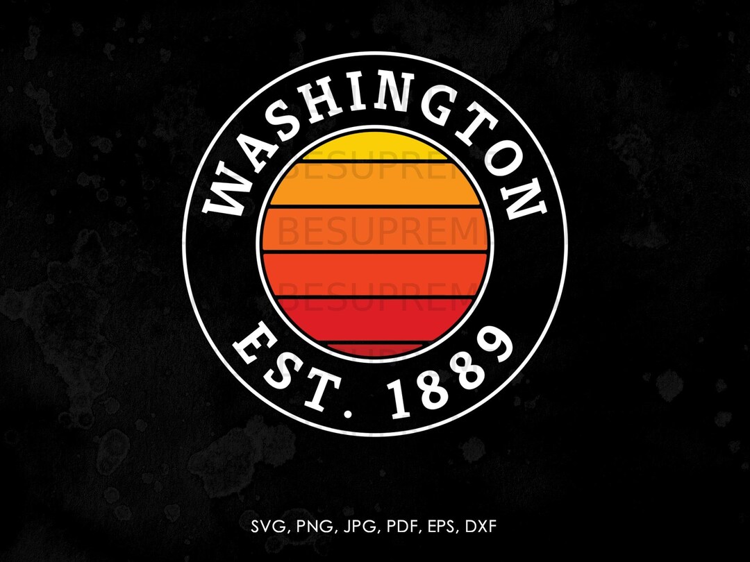 Washington Svg, Washington State Svg | Retro Sunset, United States Png ...
