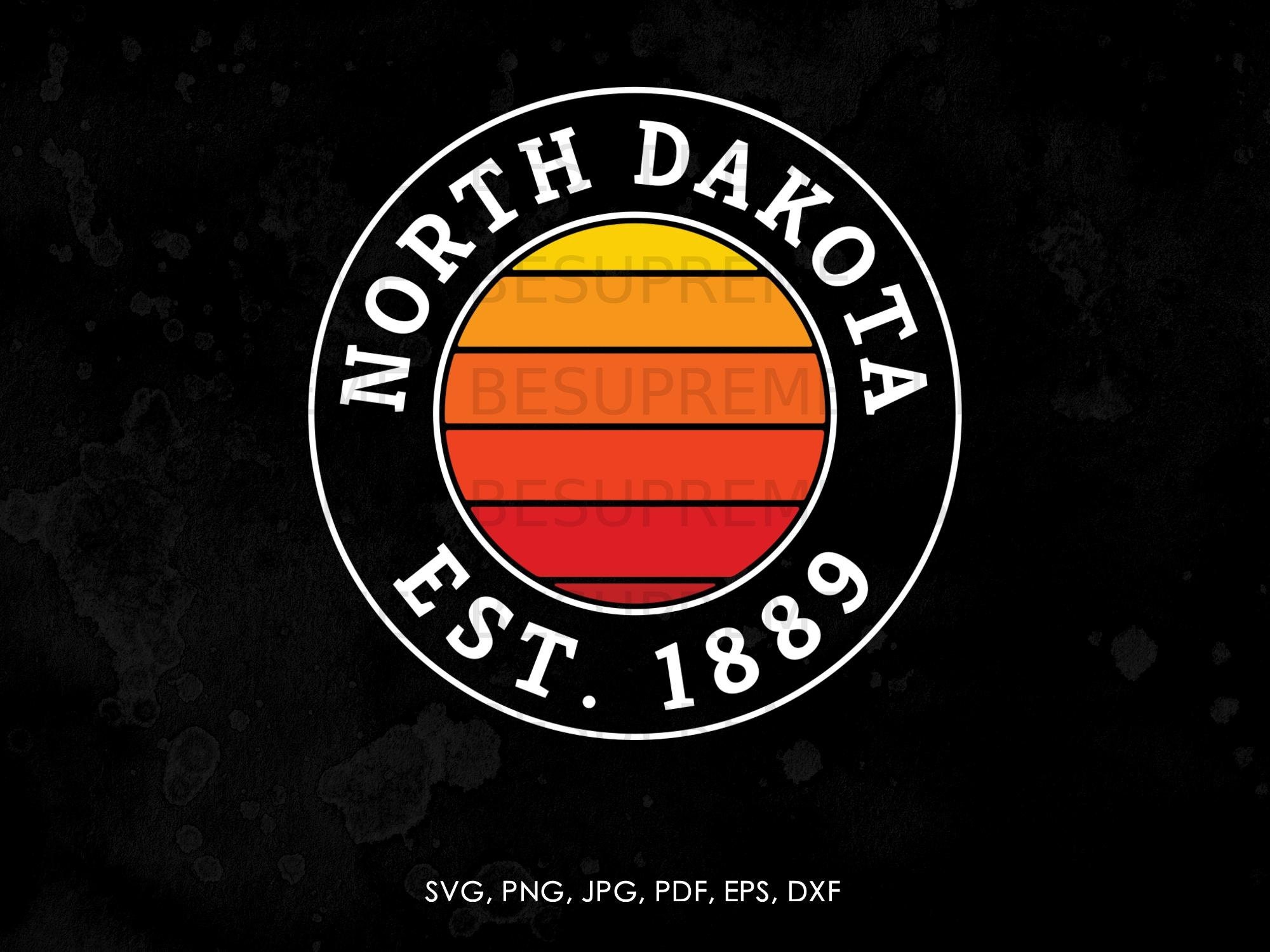 North Dakota Svg, North Dakota State Svg | Retro Sunset, United States ...