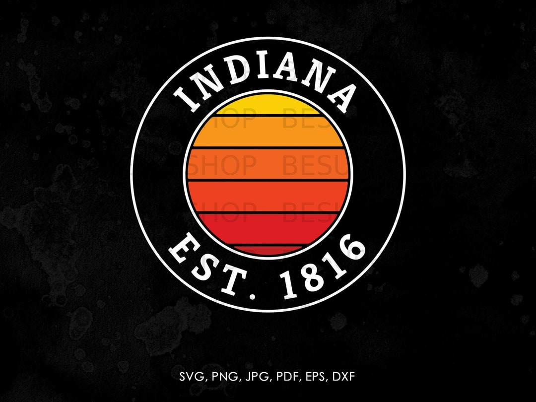 Indiana Svg, Indiana State Svg | Retro Sunset, United States Png, Pdf ...