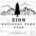 Zion Utah Svg, National Park Svg, Png, Jpg, Pdf, Eps, Dxf | Souvenir ...