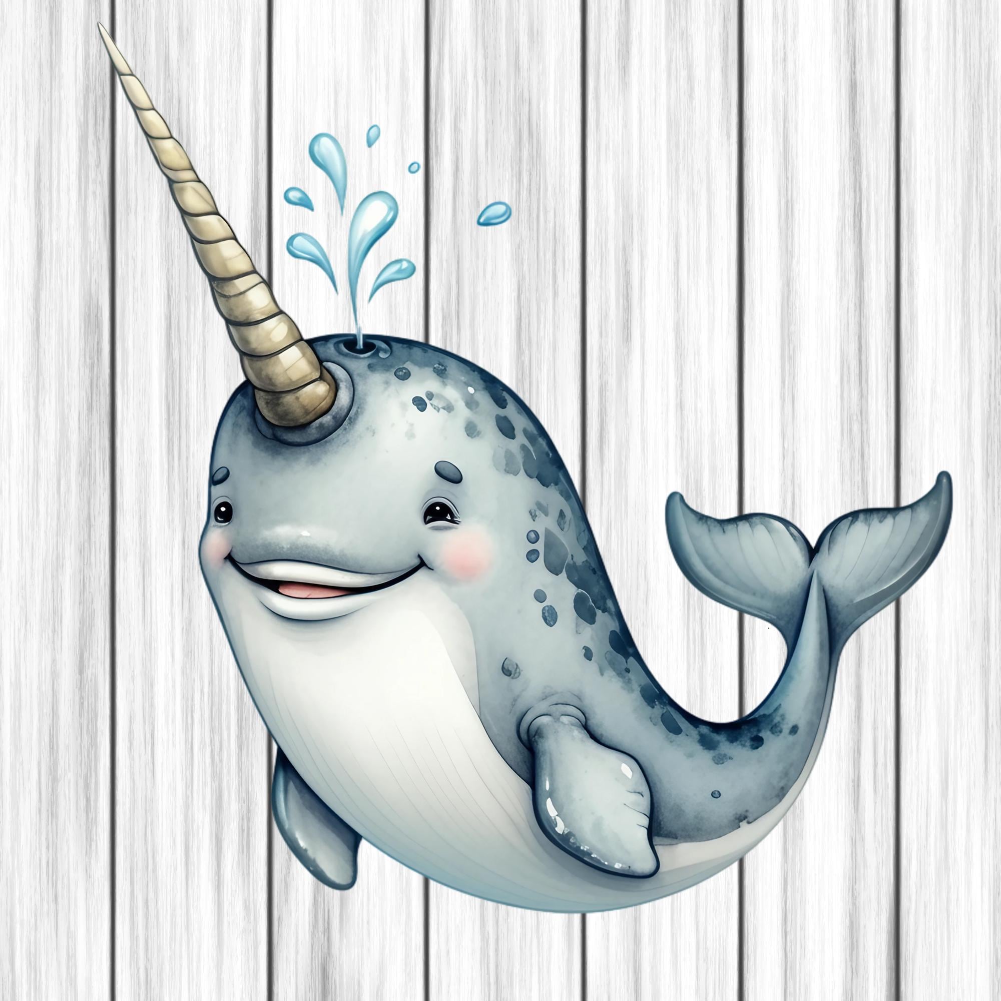 Narwhal Animal Clipart, Nursery Art, Animal Clipart, Cute Watercolor ...