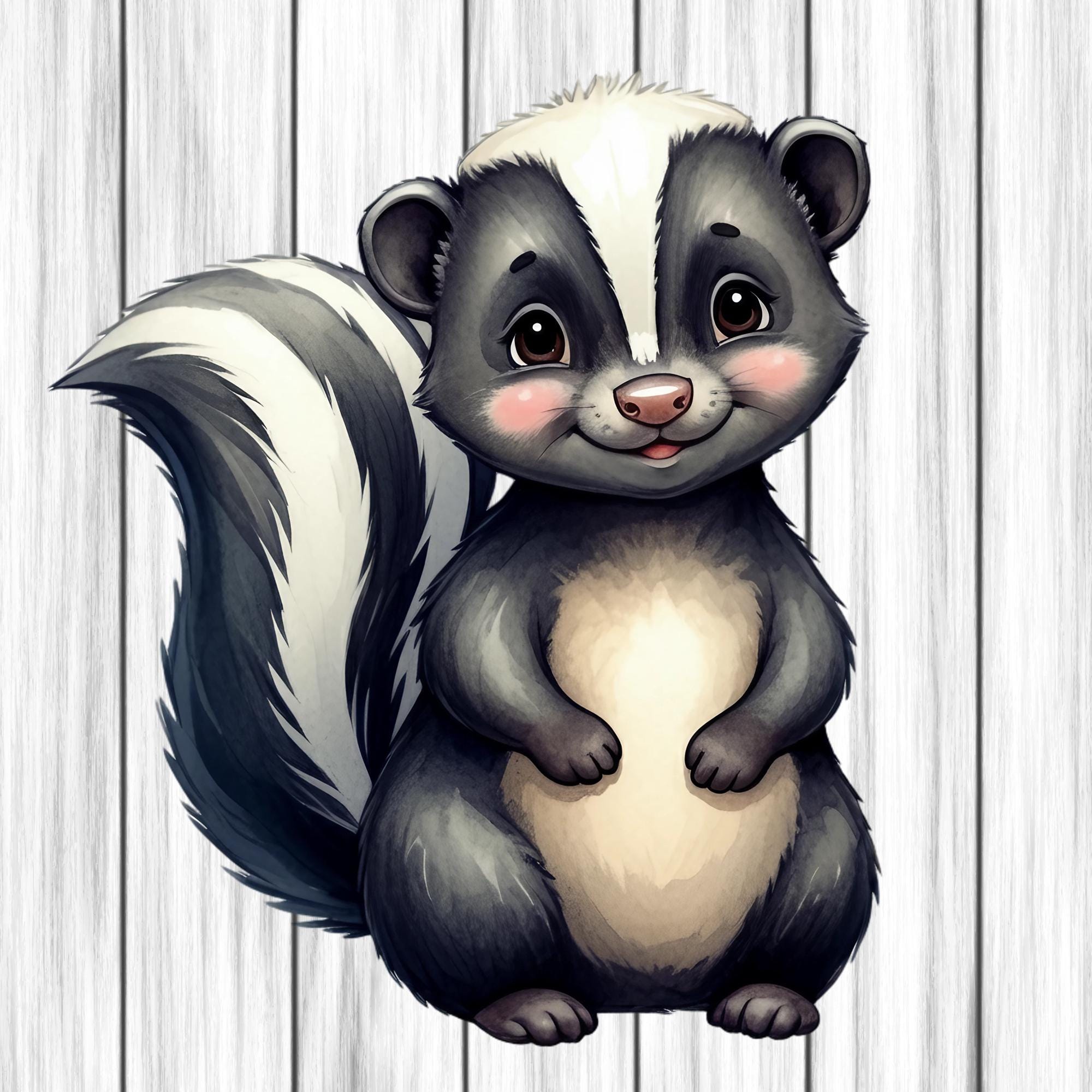 Skunk Animal Clipart, Nursery Art, Animal Clipart, Cute Watercolor ...
