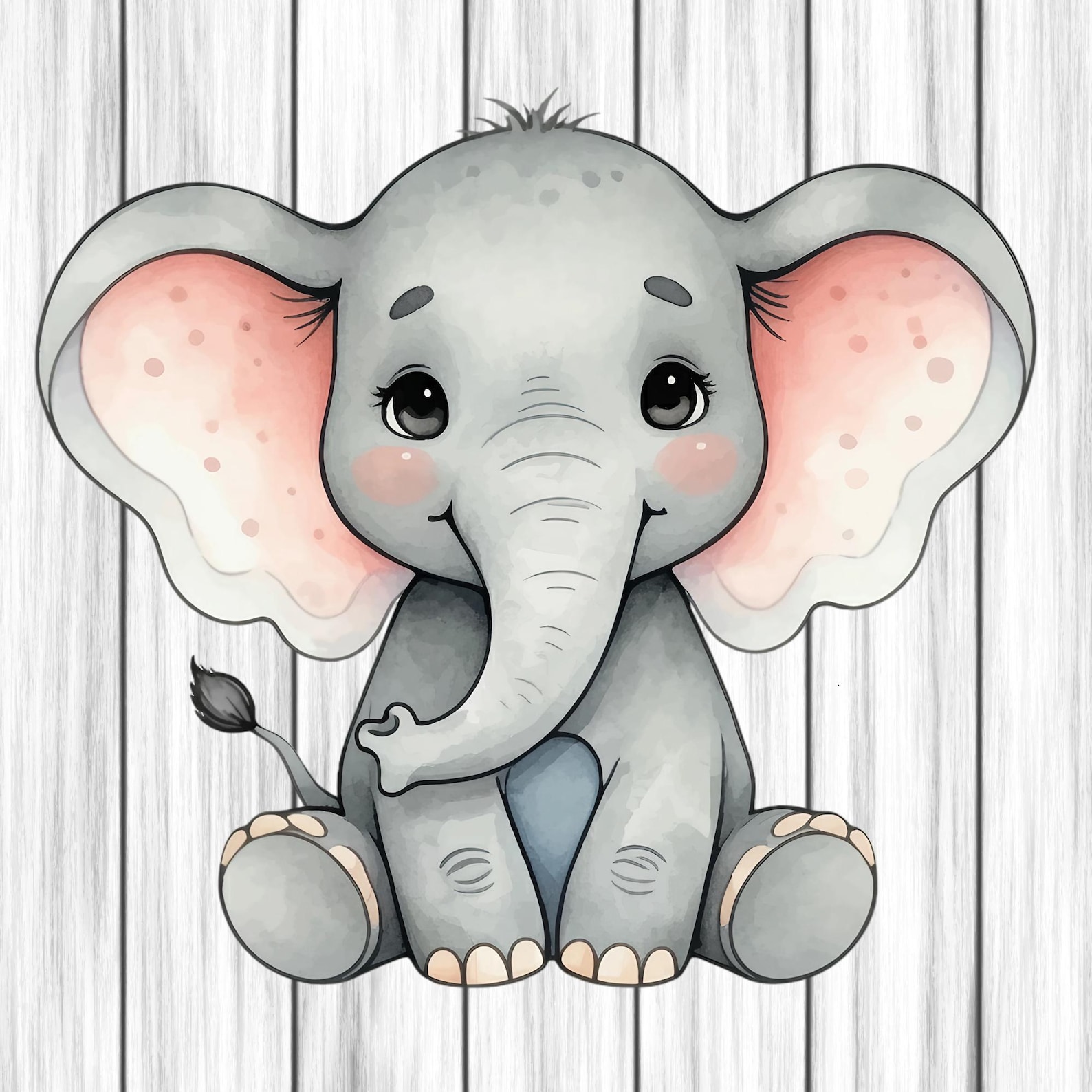 Elephant Animal Clipart, Nursery Art, Animal Clipart, Cute Watercolor ...