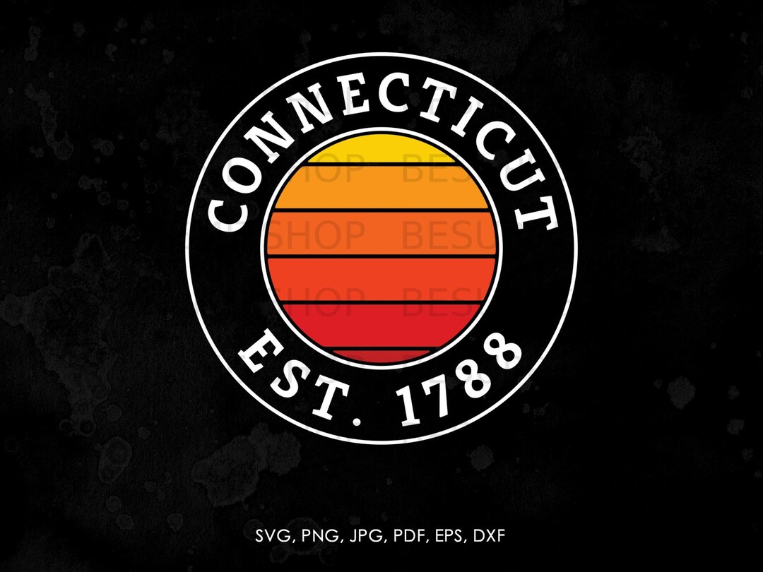 Connecticut Svg, Connecticut State Svg | Retro Sunset, United States ...