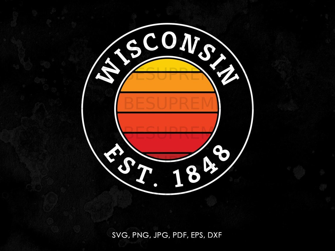 Wisconsin Svg, Wisconsin State Svg | Retro Sunset, United States Png ...