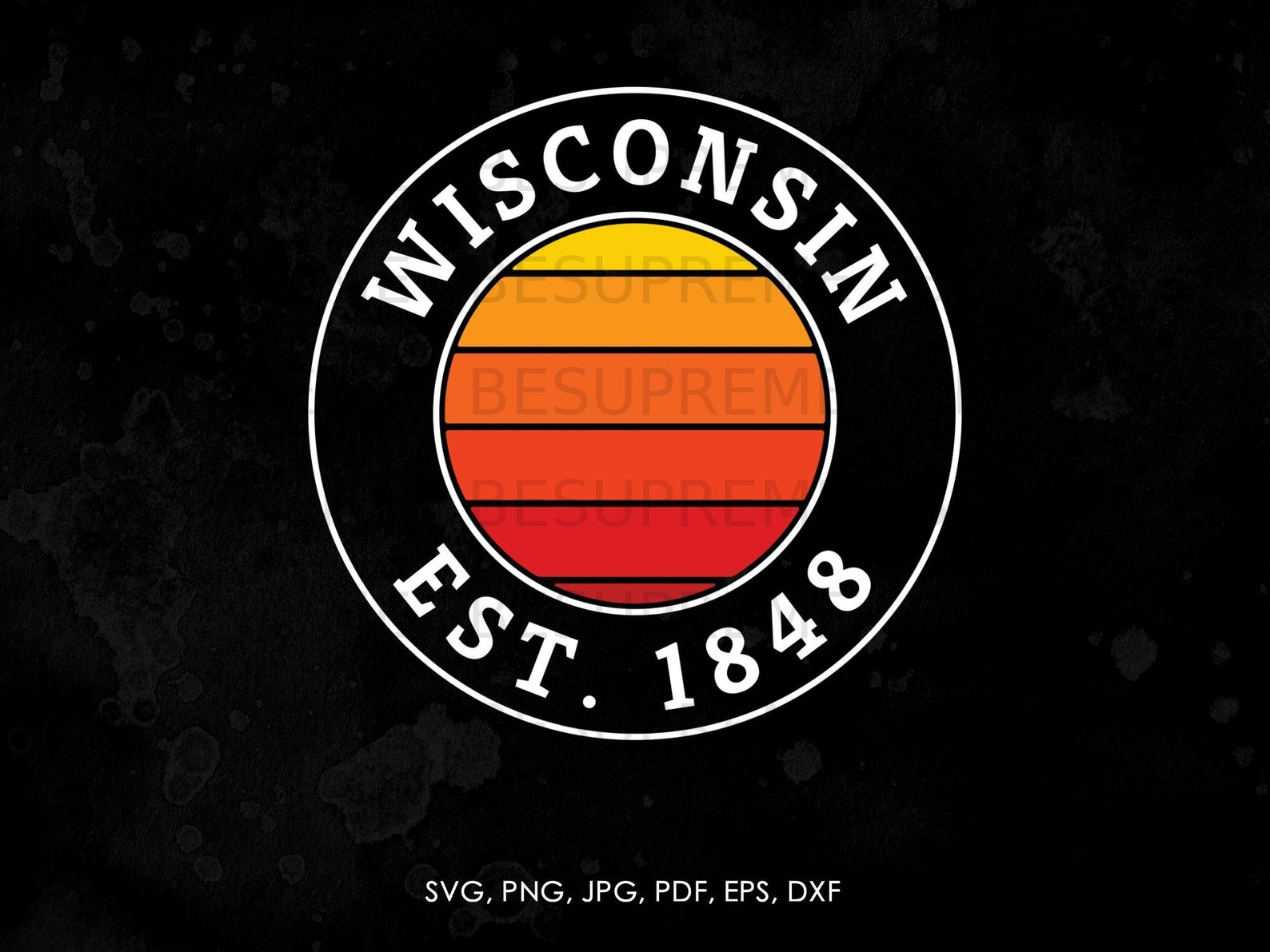Wisconsin Svg, Wisconsin State Svg | Retro Sunset, United States Png ...
