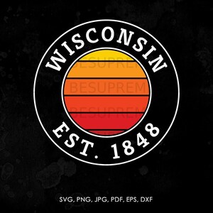 Wisconsin Svg, Wisconsin State Svg | Retro Sunset, United States Png ...