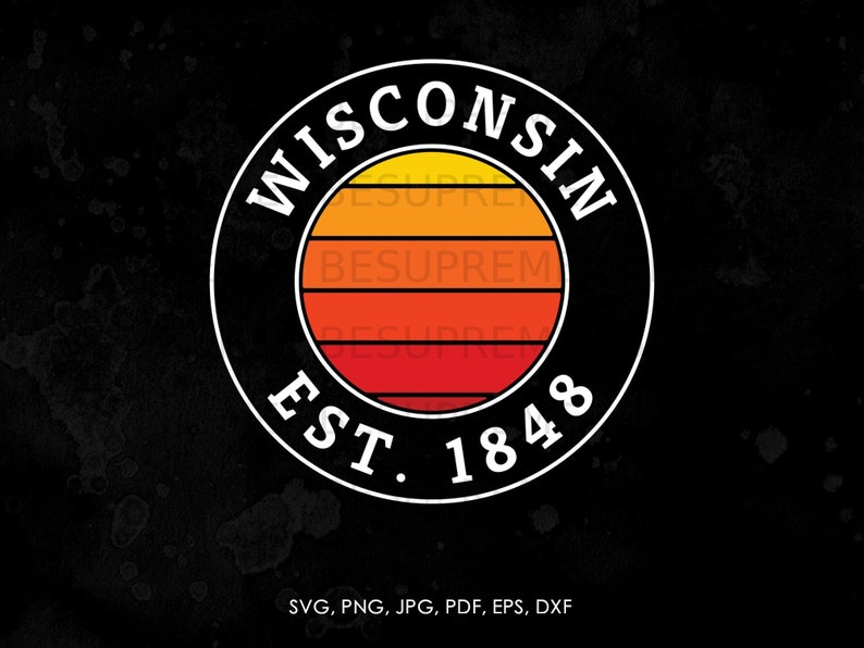 Wisconsin Svg, Wisconsin State Svg | Retro Sunset, United States Png ...