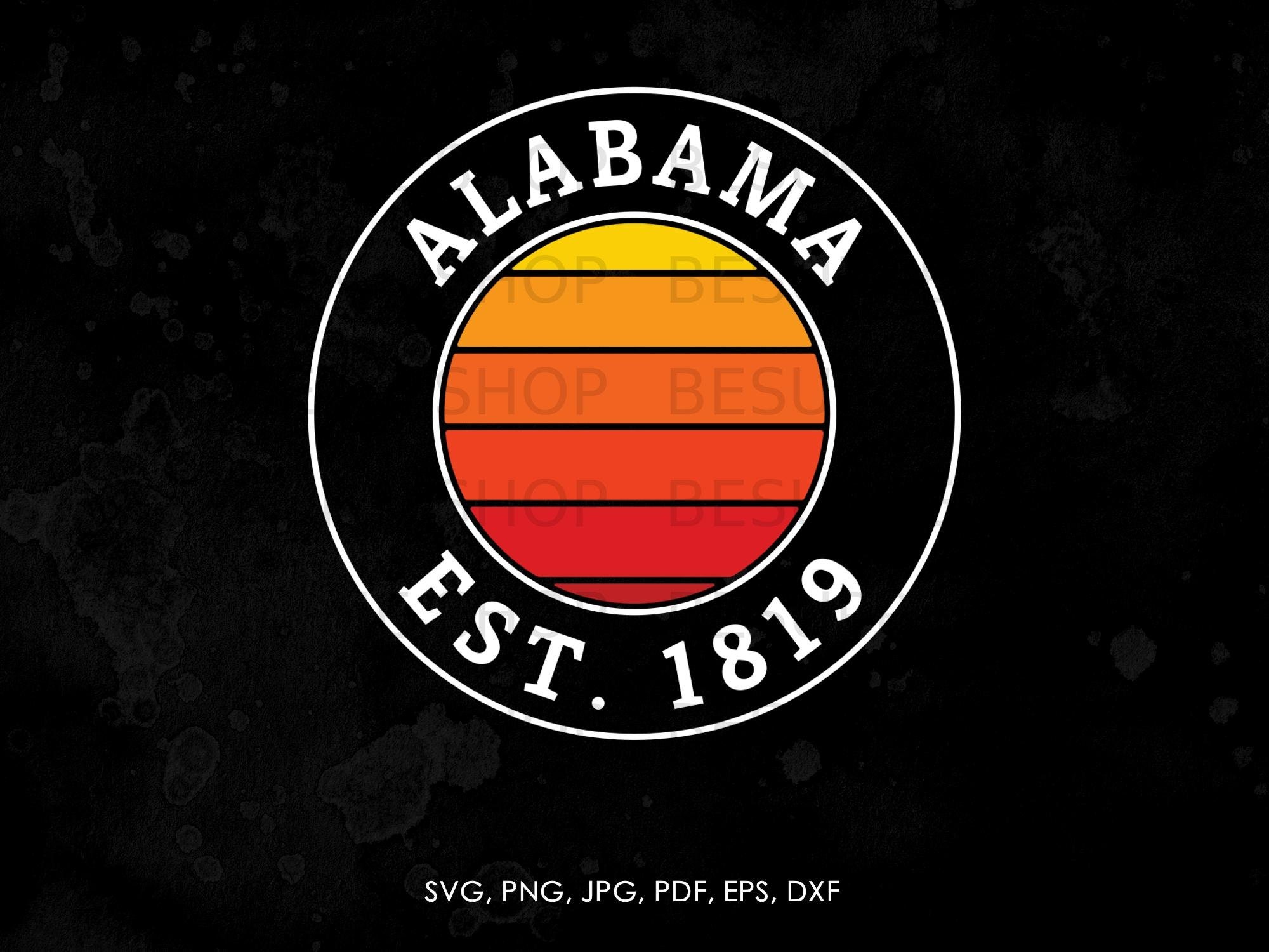 Alabama Svg, Alabama State Svg | Retro Sunset, United States Png, Pdf ...