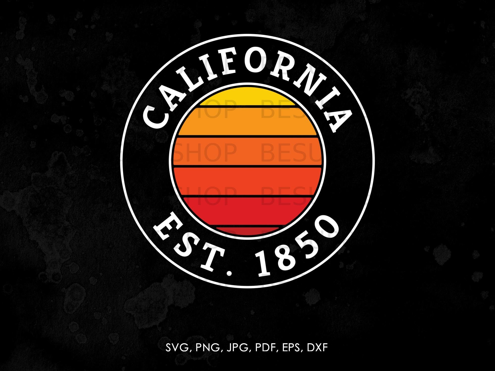 California Svg, California State Svg | Retro Sunset, United States Png ...