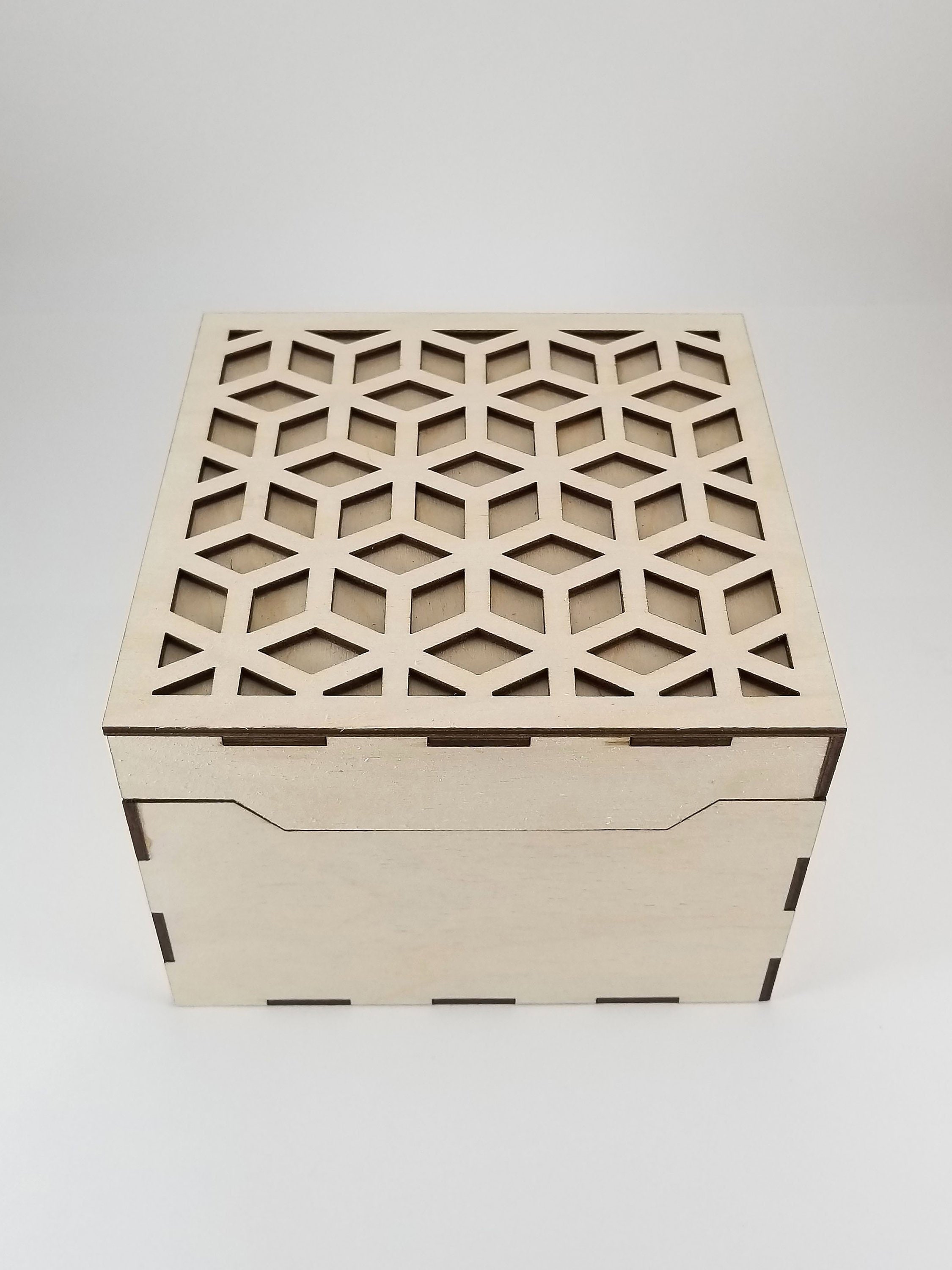 Handcrafted box with laser cut geometric pattern | Etsy