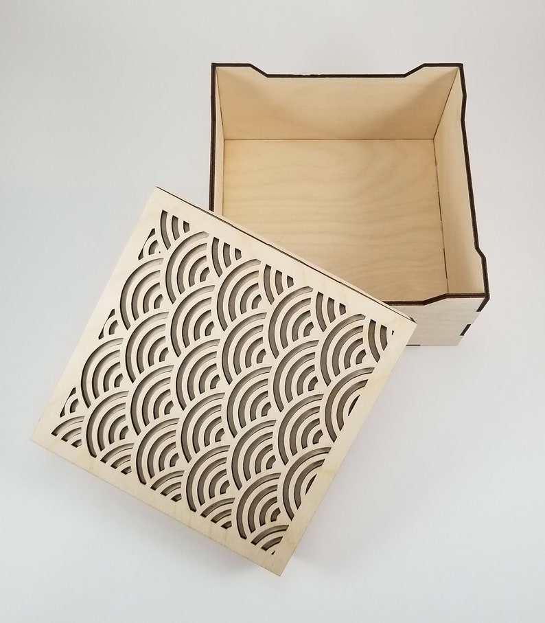 Handmade laser cut storage box with laser cut wave pattern. | Etsy Handmade laser cut storage box with laser cut wave pattern. | Etsy
