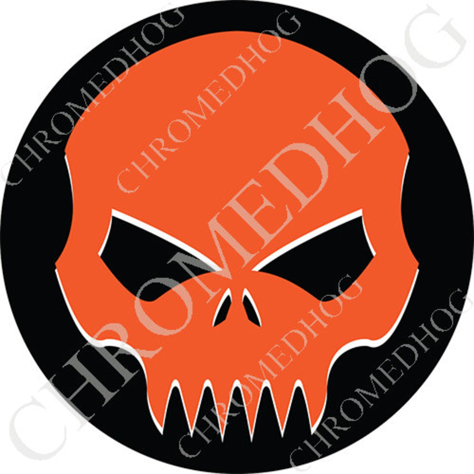 Premium Round Flat Sticker Orange Evil Skull Black You - Etsy