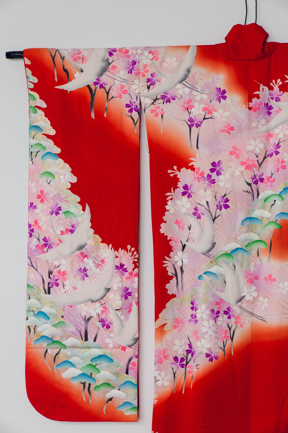 Extravagant RED, Pink, Gold, Blue & Green Furisode long Sleeved Kimono ...