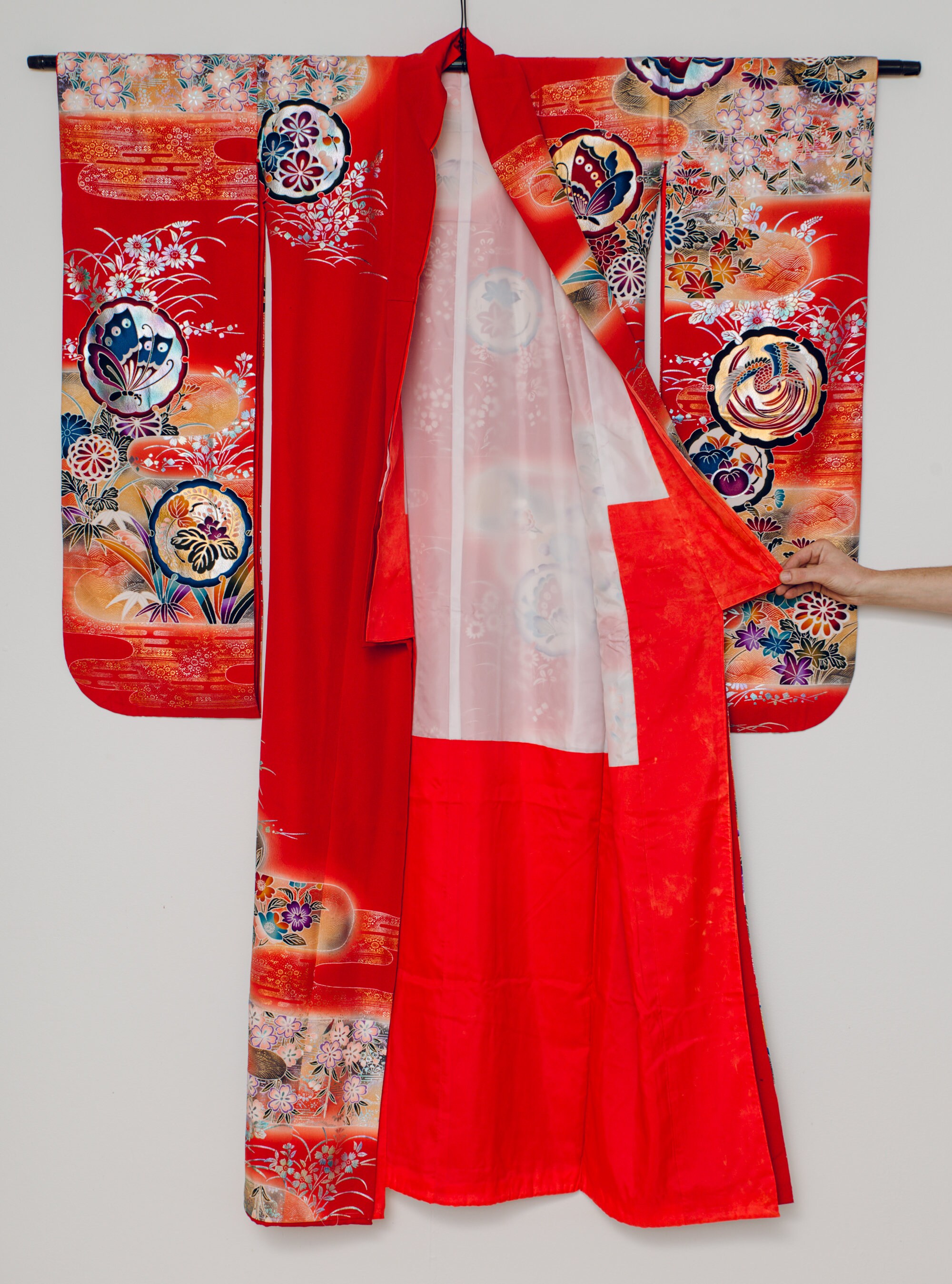 Red Kakeshita wedding Furisode With Some Silver and Gold and - Etsy