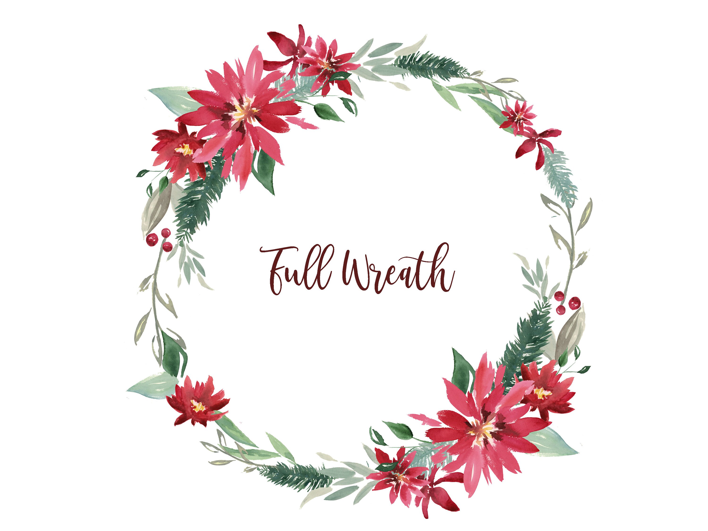 Watercolor Christmas Holiday Clip Art Printable Digital Download ...