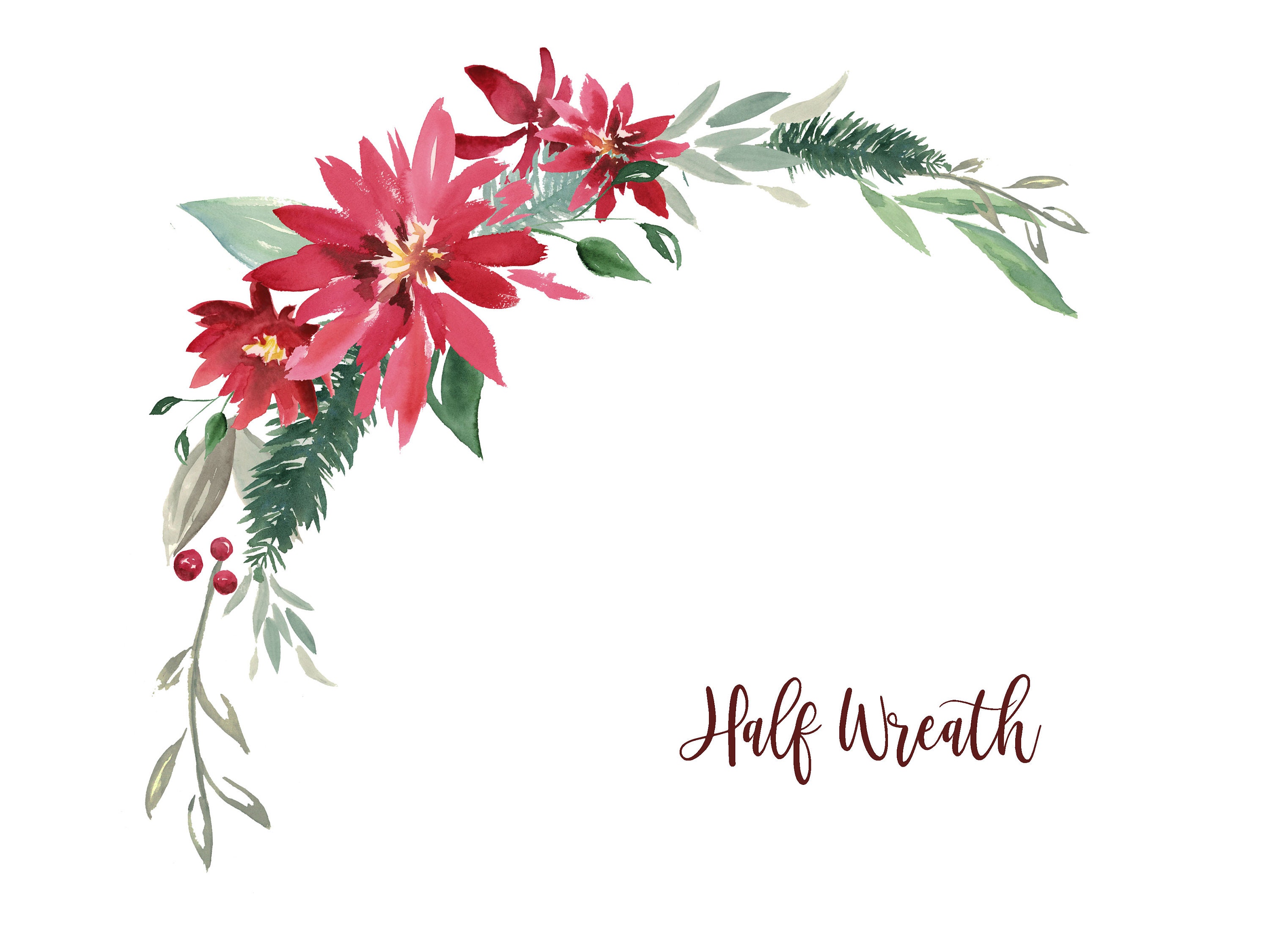 Watercolor Christmas Holiday Clip Art Printable Digital Download ...