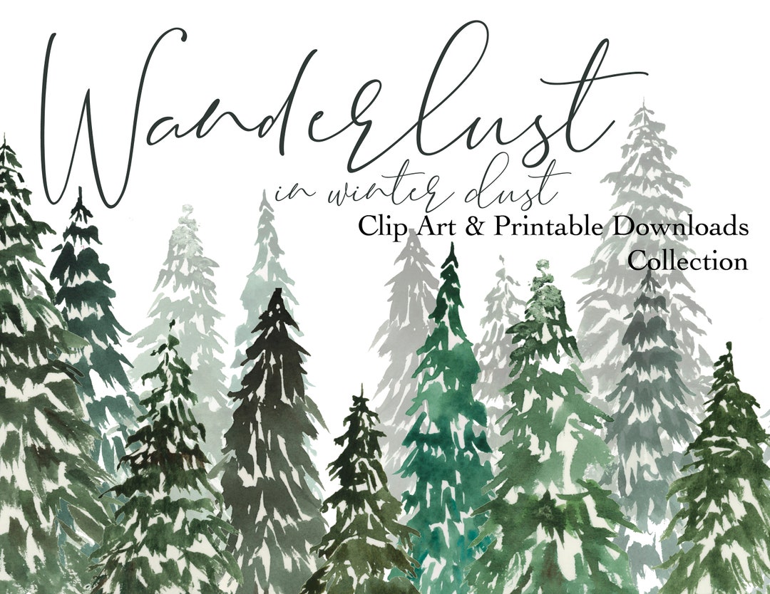 Watercolor Evergreen Pine Fir Spruce Forest Woods Painting Printable ...