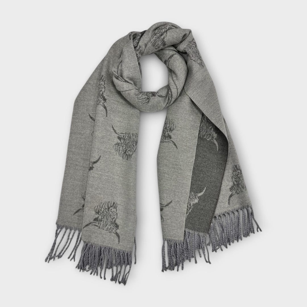 Highland Cow Scarf: Cashmere Blend Animal Print Wrap (personalization ...