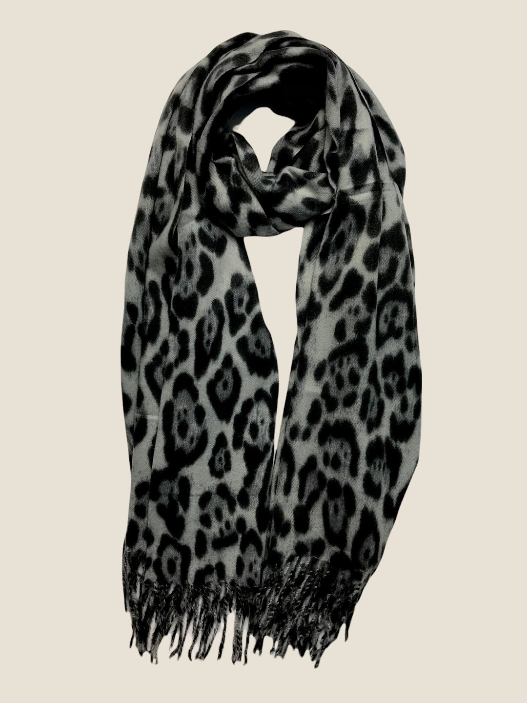 Thick Classic Leopard Animal Print Scarf With Tassel Made From Cotton ...