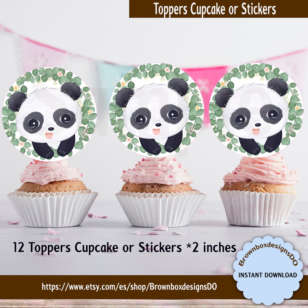 INSTANT DOWNLOAD, Panda Cupcake Toppers, Baby Shower Decor, Jungle ...
