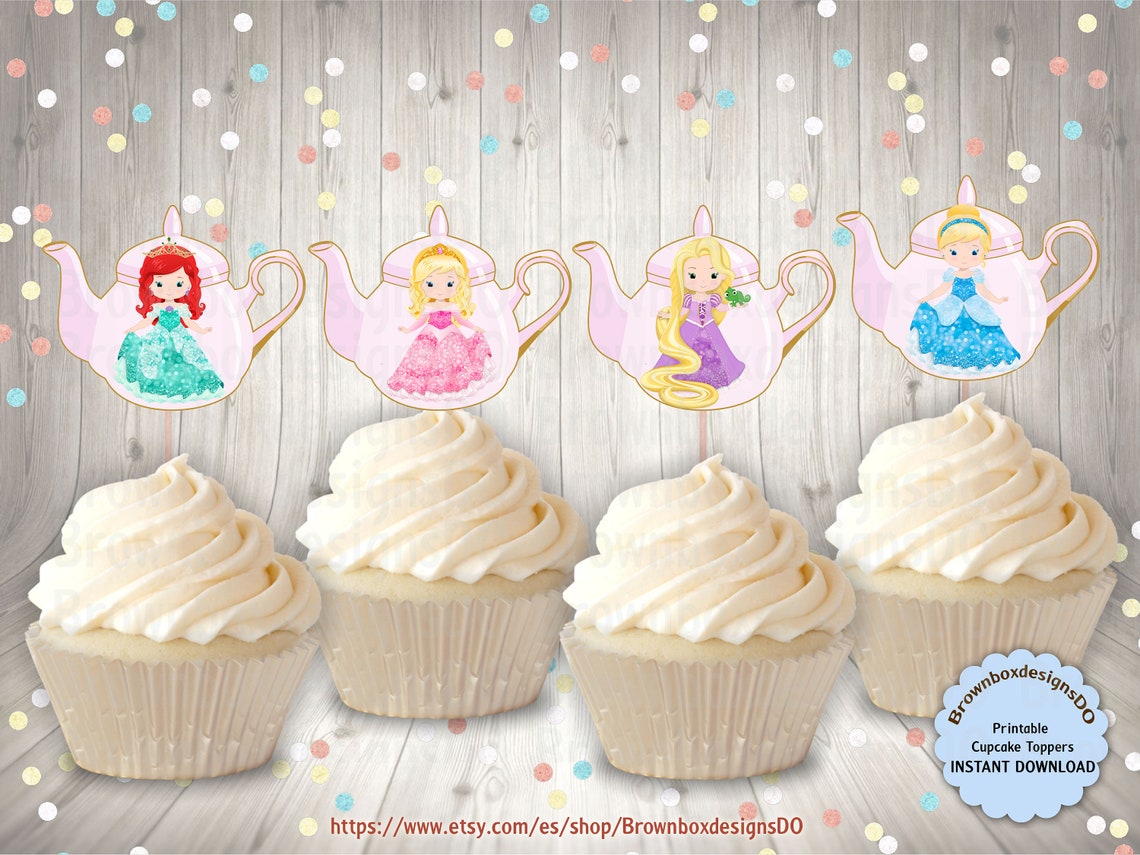 Tea Party Cupcake Toppers, Princess Toppers, Tea Toppers, Princess Tea ...