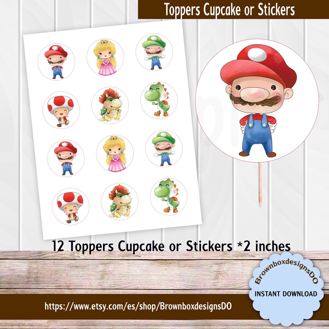 INSTANT DOWNLOAD, Mario Cupcake Topper, Mario Birthday, Mario Party ...