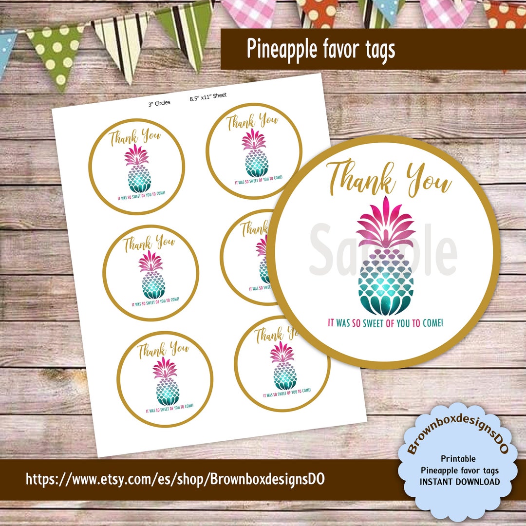 INSTANT DOWNLOAD Pineapple Favor Tags, Party Decoration, Pineapple ...
