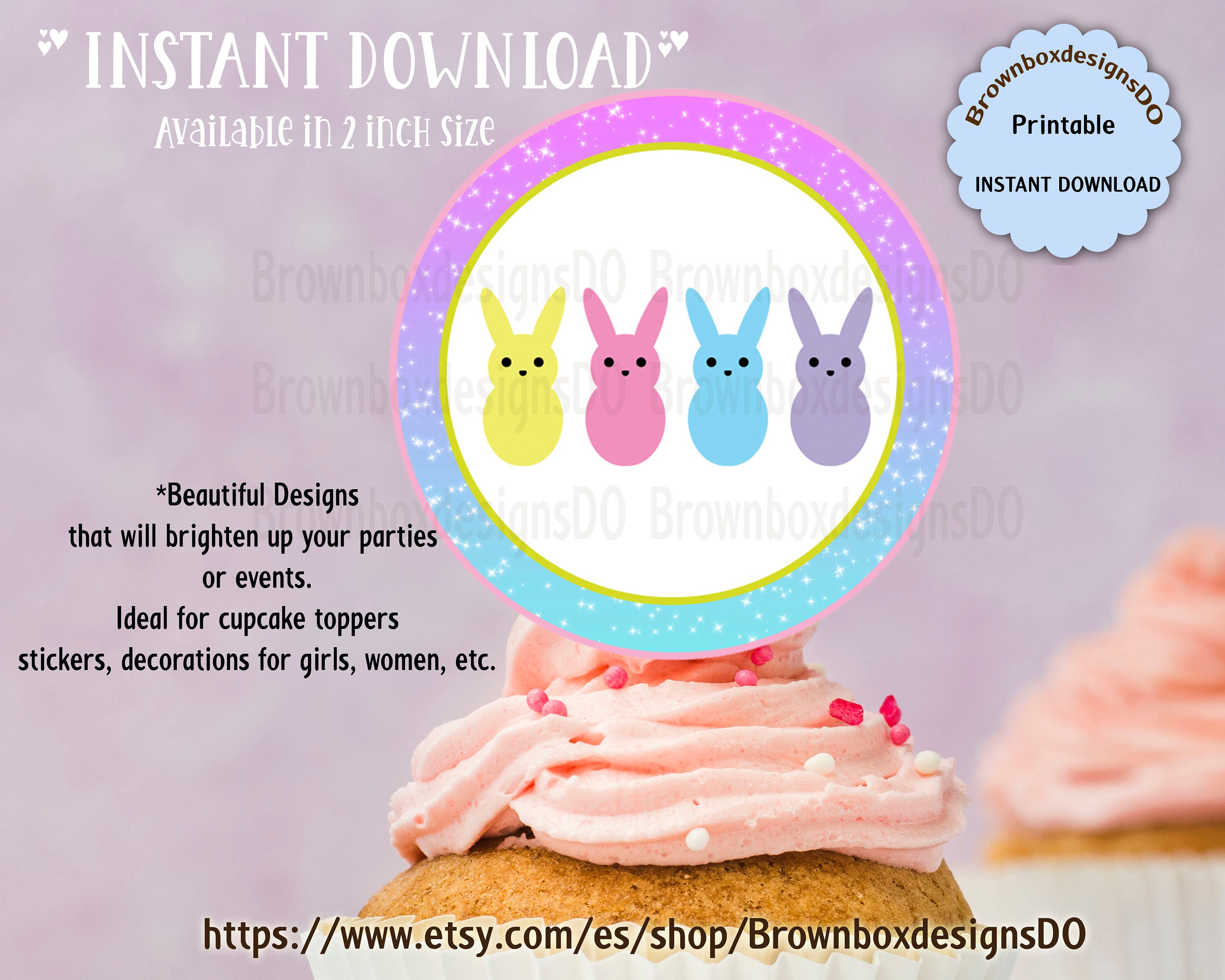 Bunny Peeps Cupcake Toppers, Peeps Labels, Peeps Stickers, Peeps Favor ...