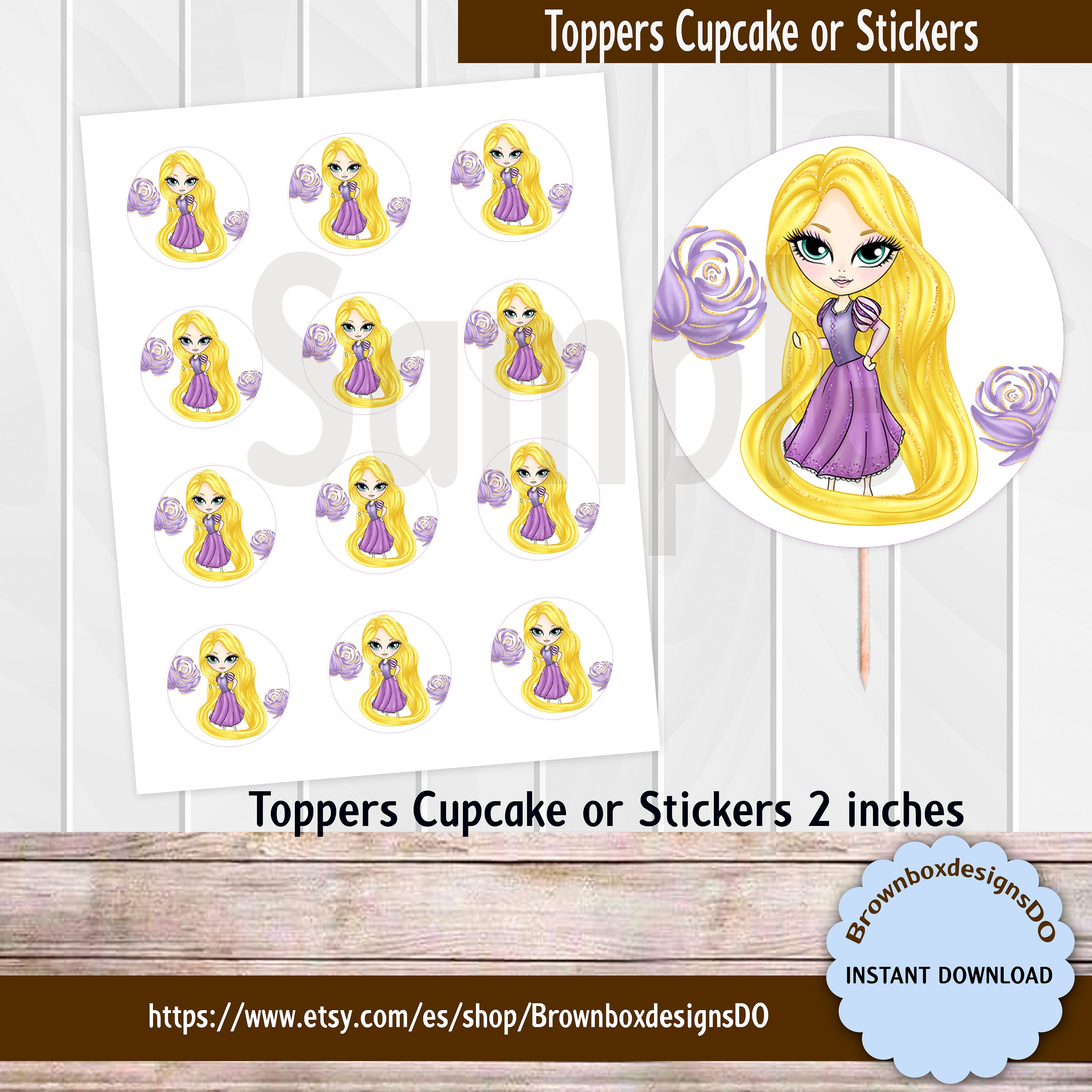 Rapunzel Cupcake Toppers, Rapunzel Birthday, Rapunzel Toppers, Rapunzel ...